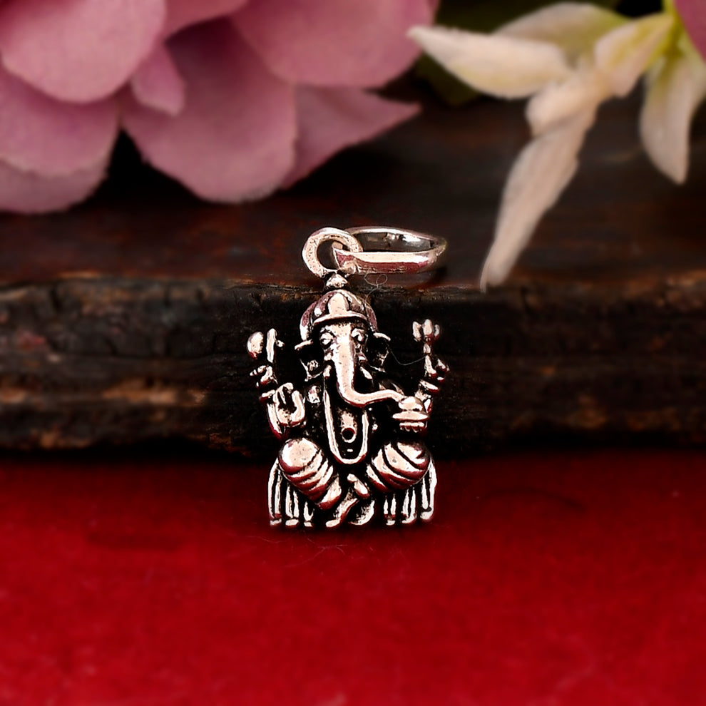 "Lord Ganesha Locket Pendant in Oxidized Silver - Divine Blessings with ...