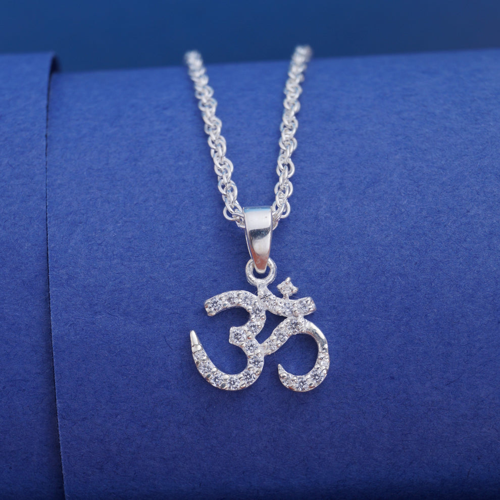Om | Aum Pendant Chain Silver Locket Pendant With Chain For Women ...